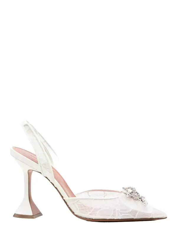 Amina Muaddi Rosie Lace-embellished Slingback Pumps - White