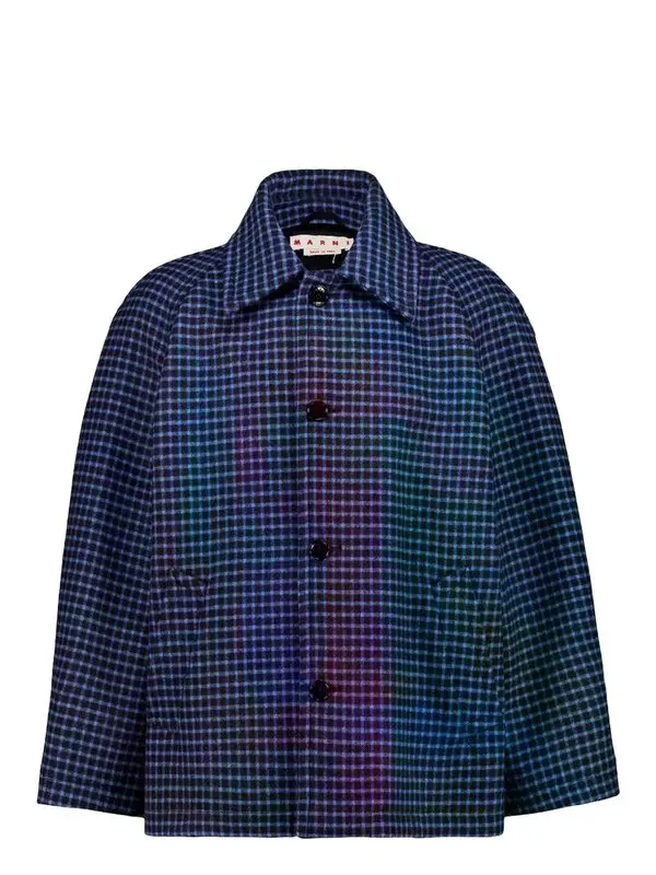 Marni Buttoned Checked Jacket - Blue