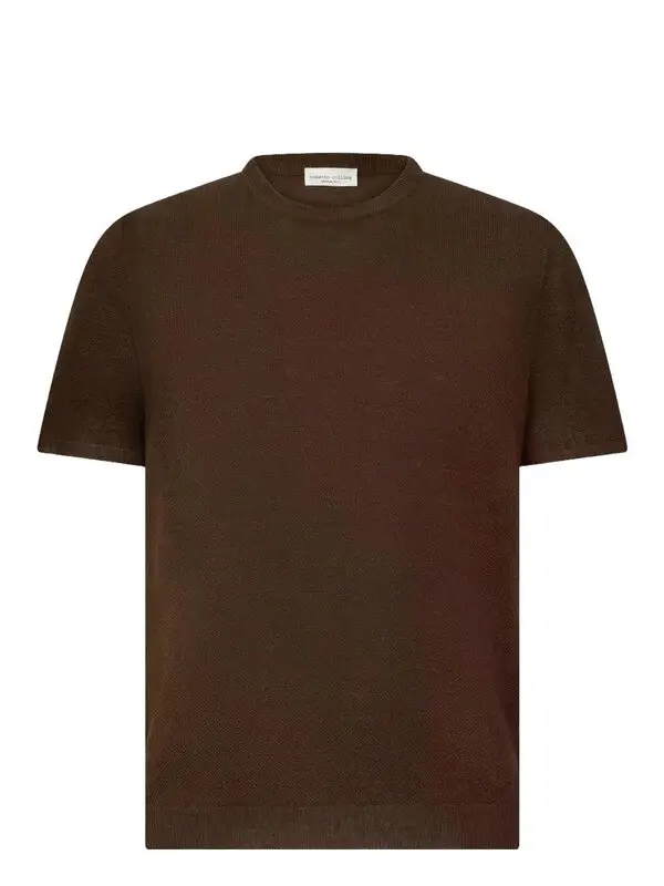ROBERTO COLLINA Textured Knitted T-shirt - Brown