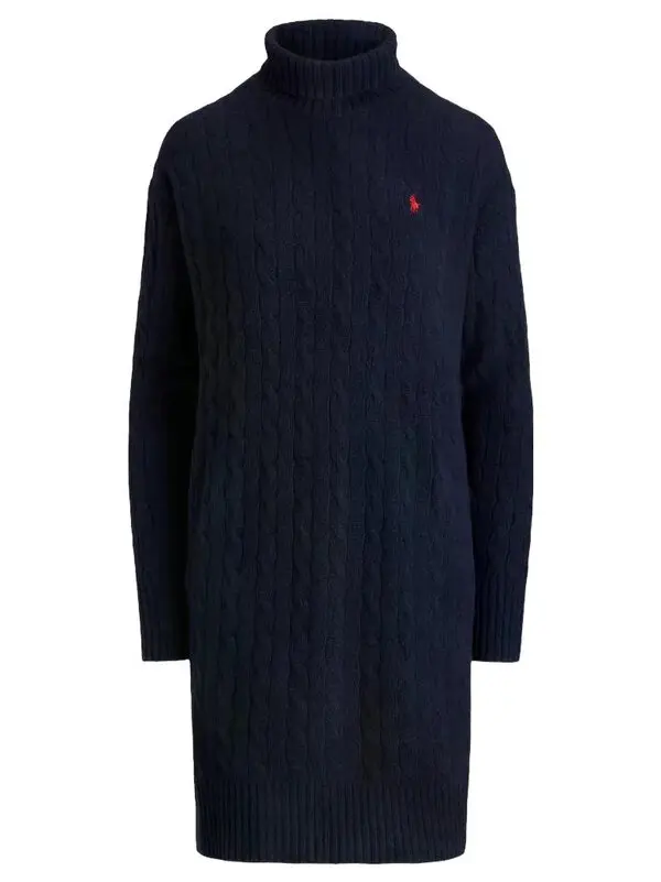 Polo Ralph Lauren Cable-knit Turtleneck Midi Dress - Blue
