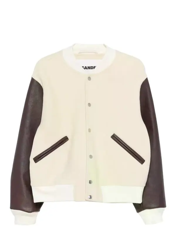 JIL SANDER Bomber Jacket With Leather Sleeves - Neutrals