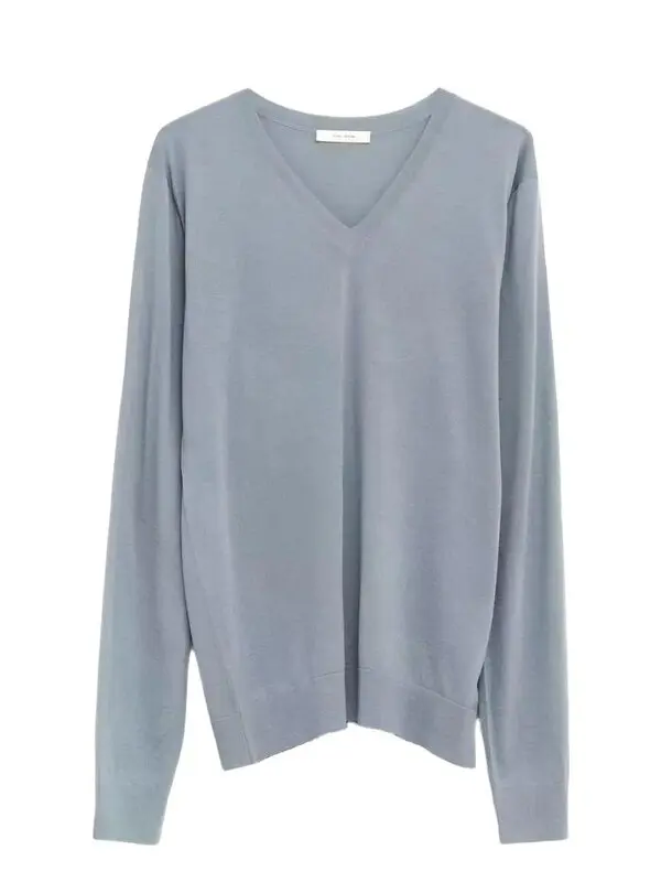 THE ROW V-neck Long Sleeve Sweater - Blue