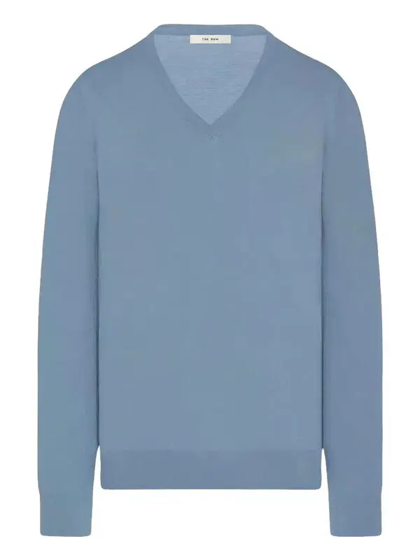 THE ROW V-neck Long Sleeve Sweater - Blue