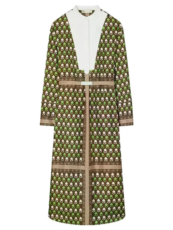Tory Burch Printed Silk Shirt Dress - Brown