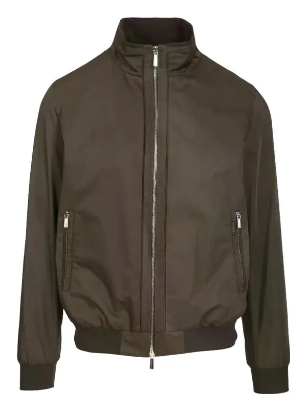MOORER Zip-up Bomber Jacket - Brown