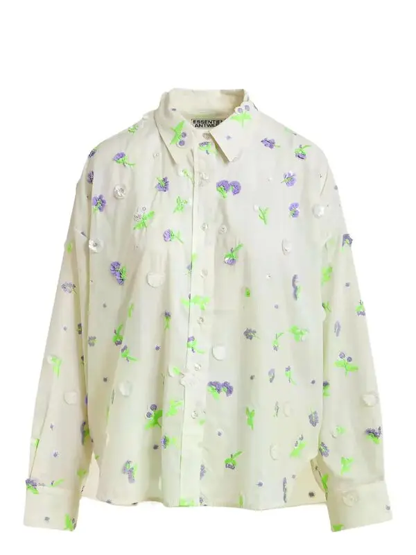 Essentiel Antwerp Floral Embroidered Shirt - Green