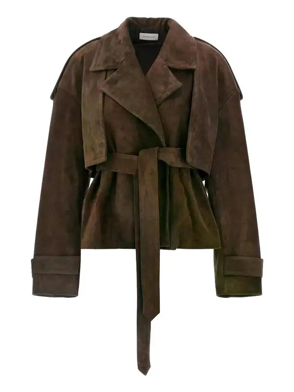 ARMARIUM Lapel Suede Jacket - Brown