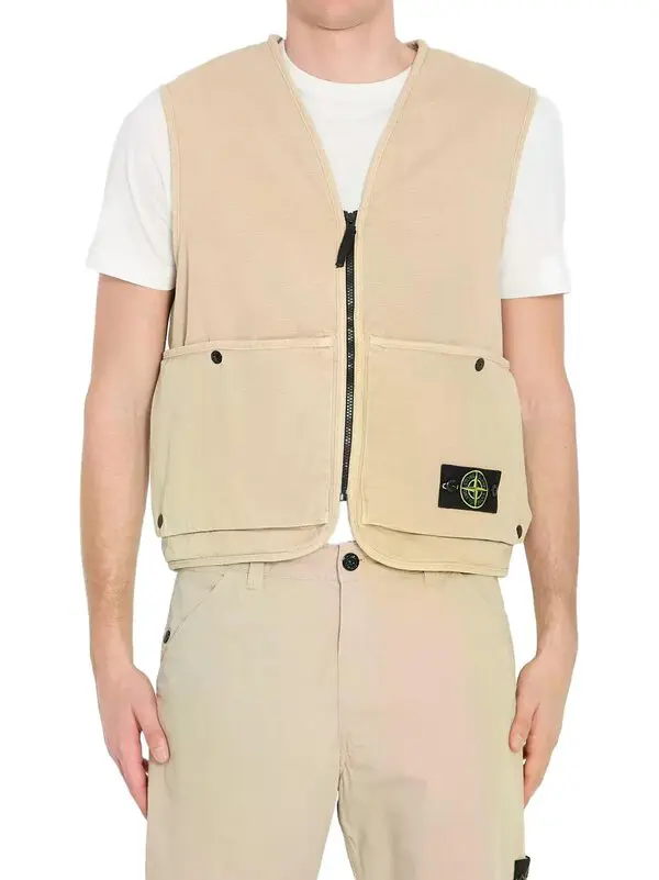 Stone Island Buttoned Oversized Vest - Neutrals