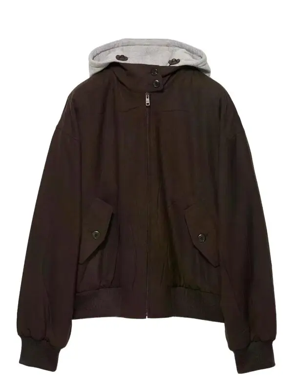 Prada Hooded Rush-stitch Jacket - Brown