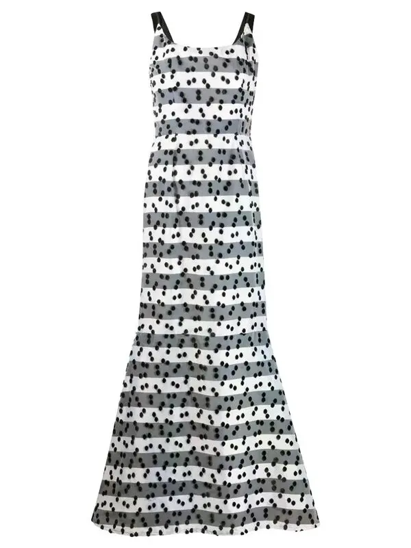 LANVIN Dot-patterned Striped Dress - White
