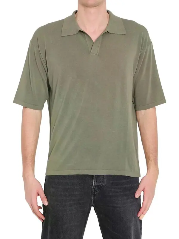 ROBERTO COLLINA Ribbed V-neck T-shirt - Green