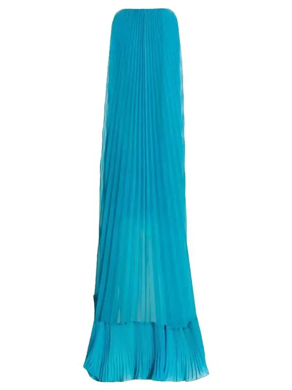 UNGARO Pleated V-neck Dress - Blue