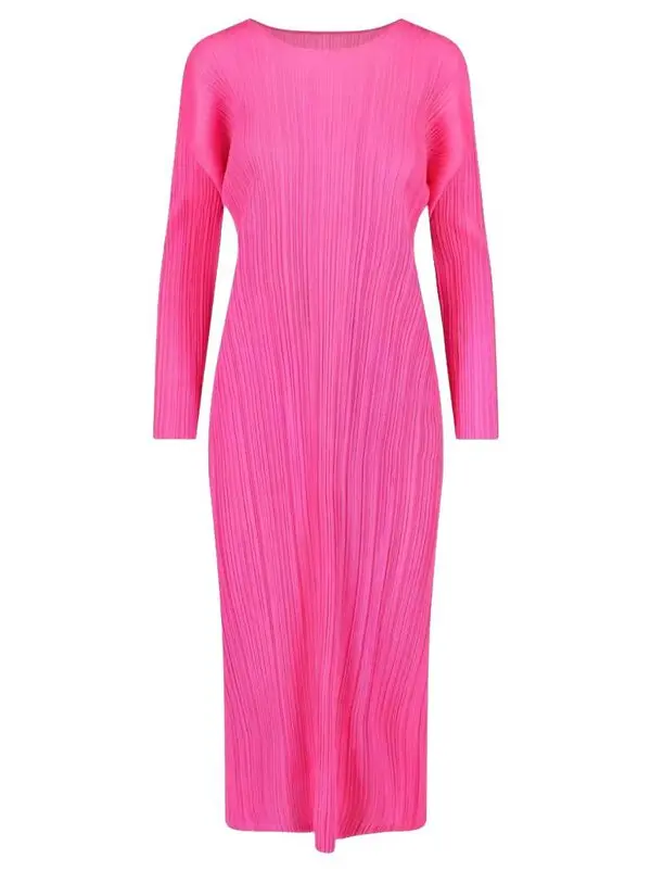 Issey Miyake Pleated Midi Dress - Pink