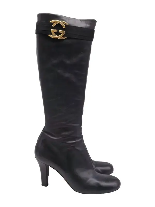 Gucci Interlocking G Leather Knee-high Boots - Black