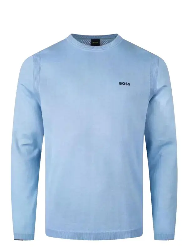 BOSS Ribbed Crew-neck Jumper - Blue