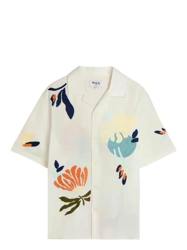WAX LONDON Didcot Embroidered Shirt - Neutrals