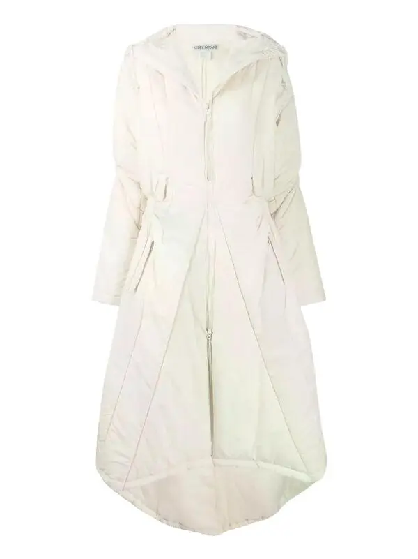 Issey Miyake Ruched Hooded Coat - White