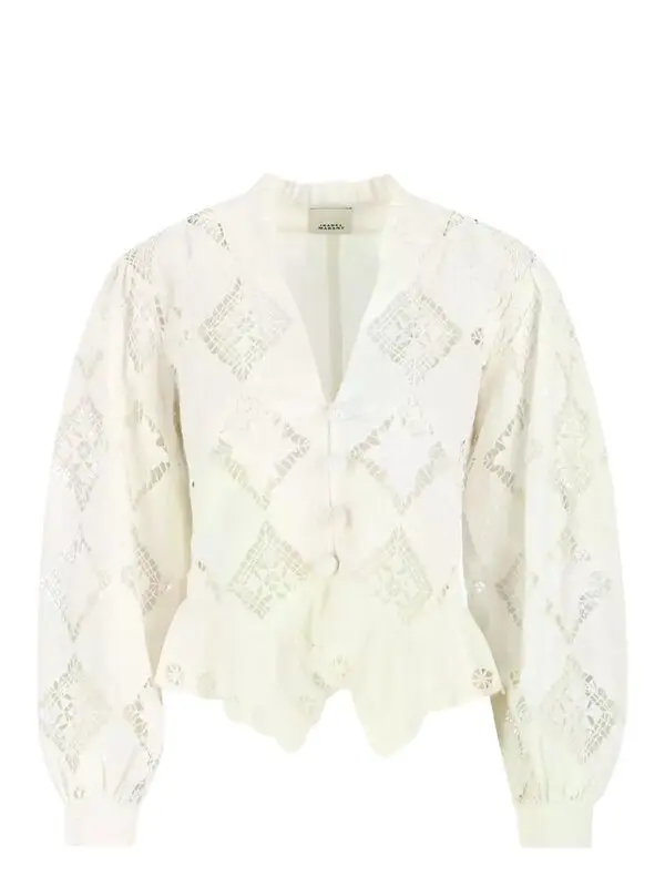 Isabel Marant Nina Ruffled V-neck Blouse - Neutrals