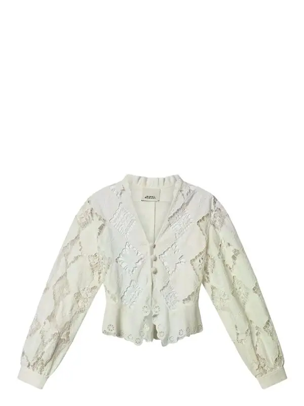 Isabel Marant Étoile Nina" Broderie Anglaise Cotton Linen Blend Blouse - Neutrals