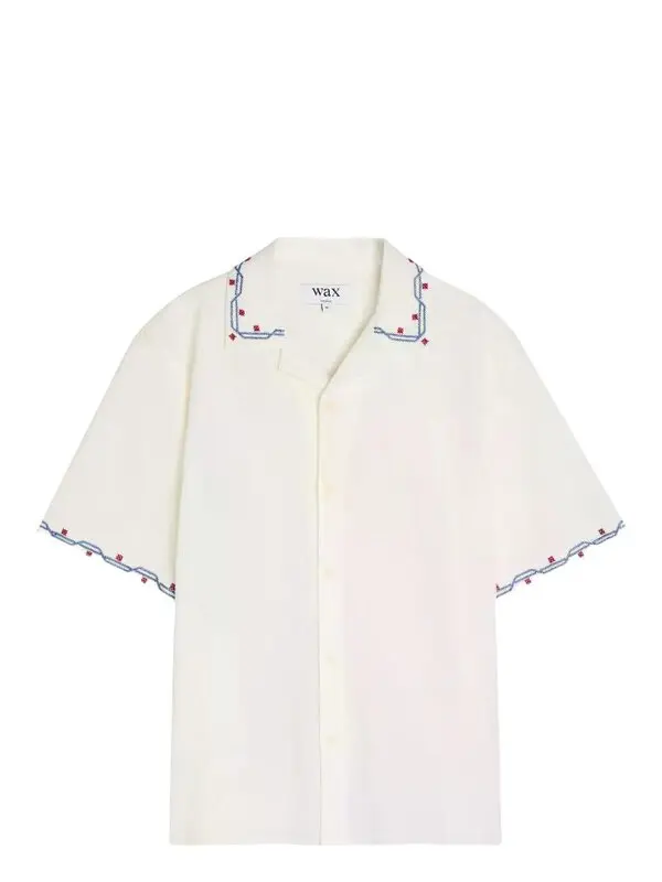 WAX LONDON Didcot Embroidered Shirt - Neutrals
