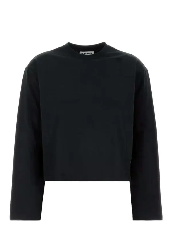 JIL SANDER Long-sleeve Cropped T-shirt - Black