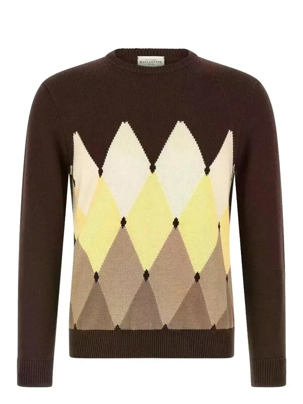 BALLANTYNE Argyle Jacquard Sweater - Brown