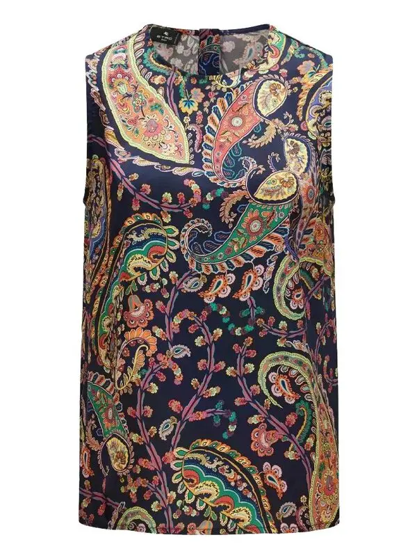 Etro Paisley-print Sleeveless Blouse - Blue