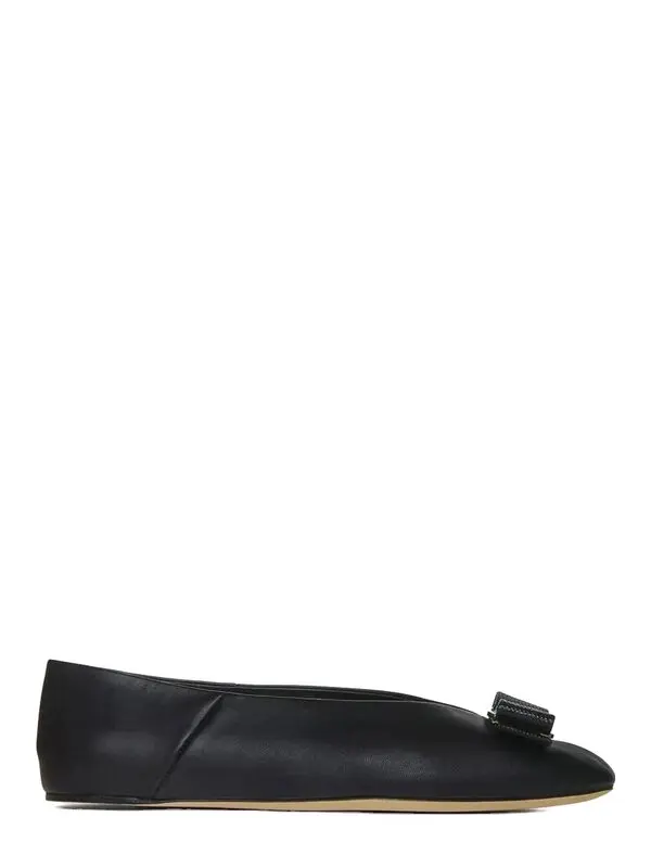 FERRAGAMO Bow Flat Pumps - Black