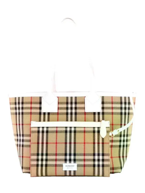 Burberry London Vintage Check Canvas Small Tote Bag - Brown
