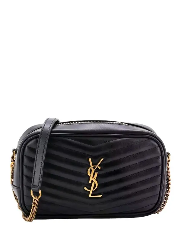 Saint Laurent Lou Camera Bag Matelasse Chevron Leather Mini Crossbody - Black