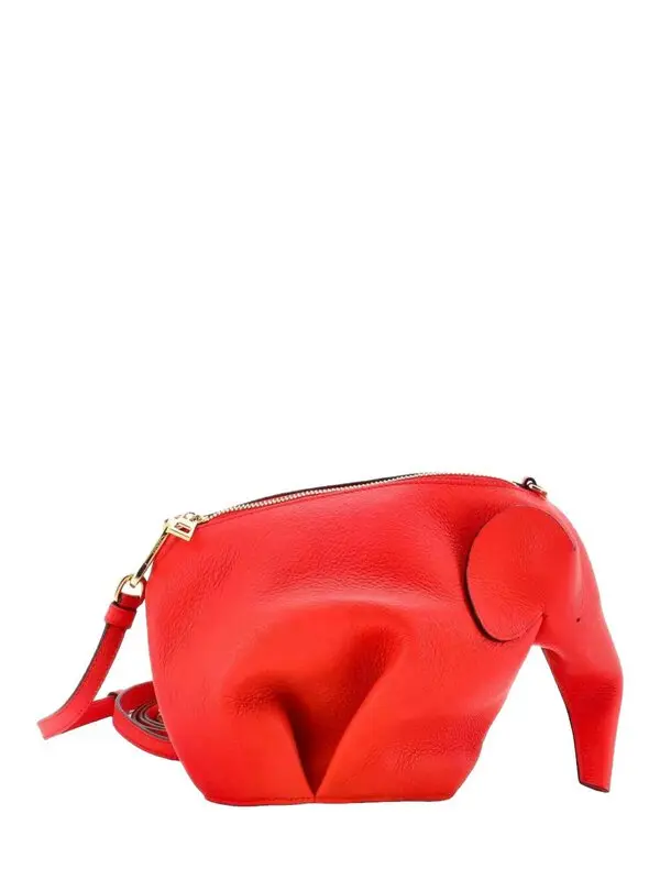 Loewe Elephant Leather Mini Crossbody Bag - Red