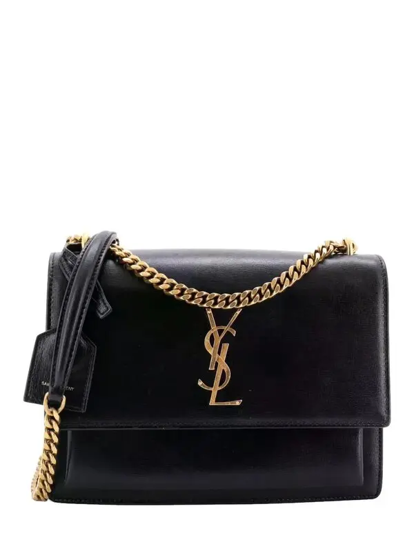Saint Laurent Sunset Leather Medium Crossbody Bag - Black