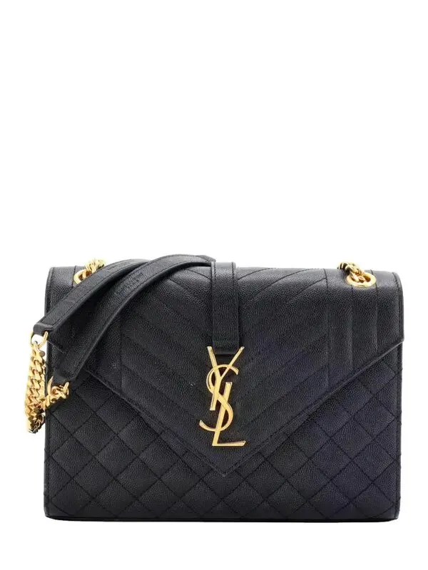 Saint Laurent Classic Monogram Envelope Satchel - Black