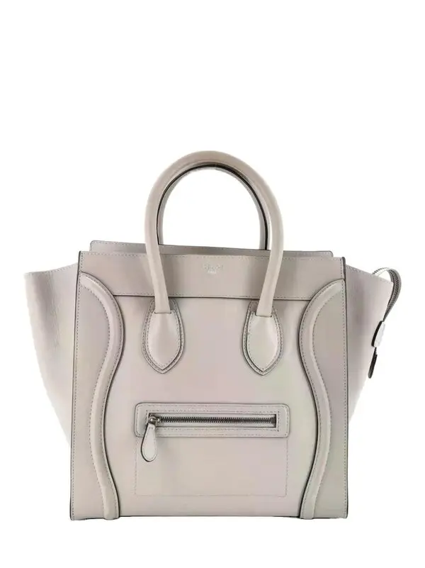 Celine Luggage Bag Smooth Leather Mini Tote Bag - Grey