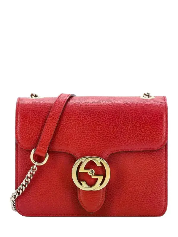 Gucci Interlocking Leather Small Shoulder Bag - Red