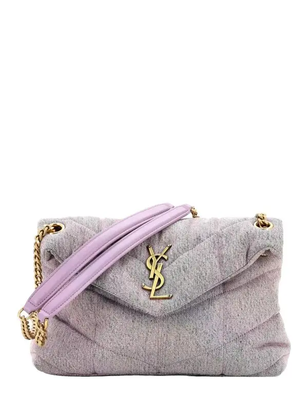 Saint Laurent Loulou Puffer Quilted Jersey Small Shoulder Bag - Pink
