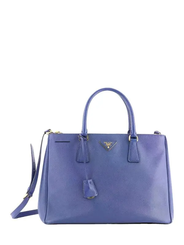 Prada Double Zip Lux Saffiano Leather Large Tote Bag - Blue