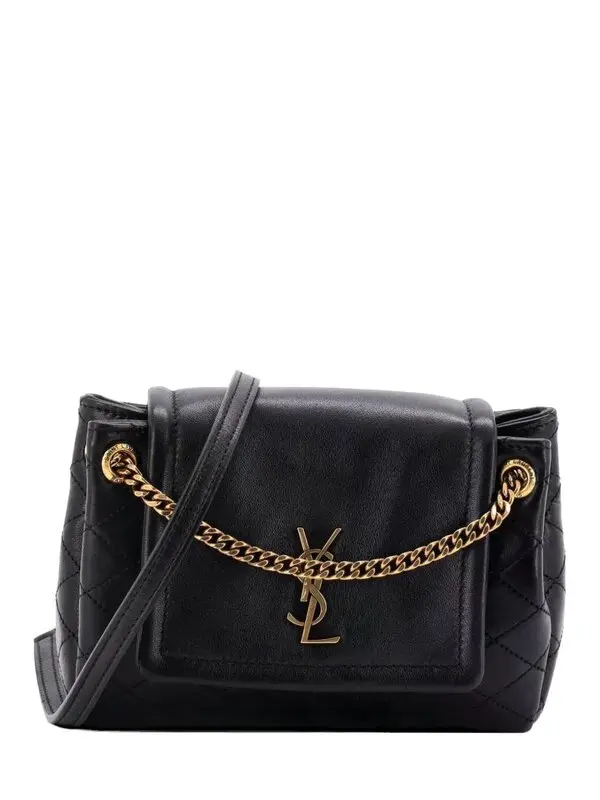 Saint Laurent Nolita Satchel Quilted Leather Mini Crossbody Bag - Black