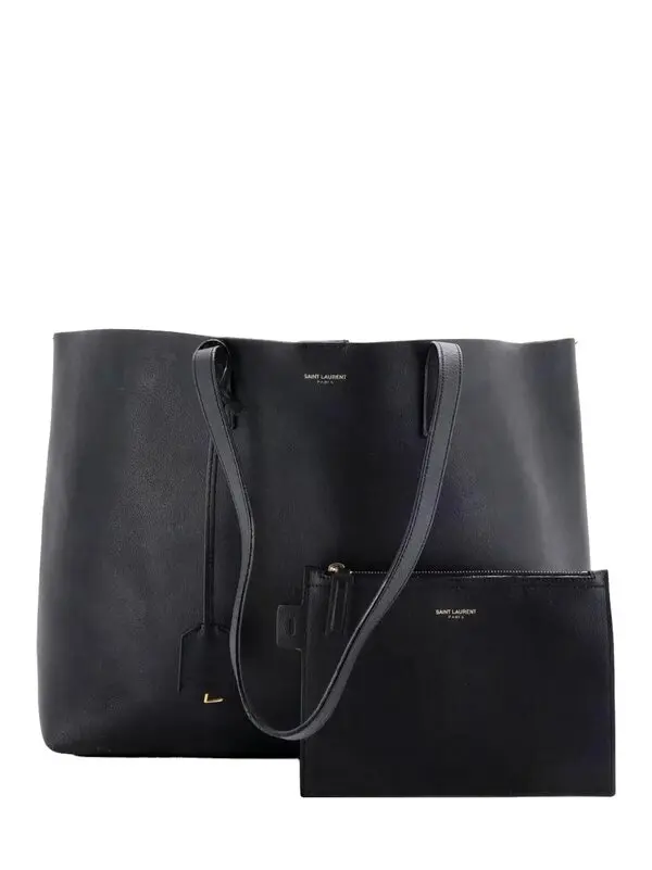 Saint Laurent Shopper Leather Large Tote Bag - Black