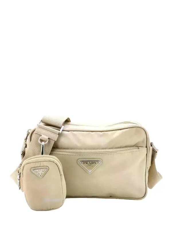 Prada Re-edition Front Pocket Messenger Bag Tessuto Medium Crossbody Bag - Neutrals