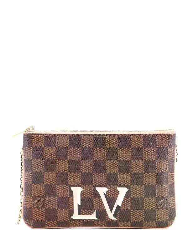 LOUIS VUITTON Damier Double Zip Pochette - Brown