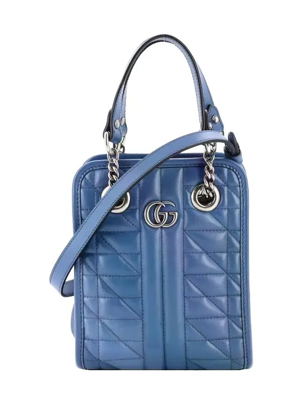 Gucci Gg Marmont Handle Matelasse Leather Mini Crossbody Bag - Blue