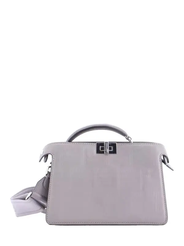 Fendi Peekaboo Iseeu Xcross Bag Zucca Leather Satchel - Grey