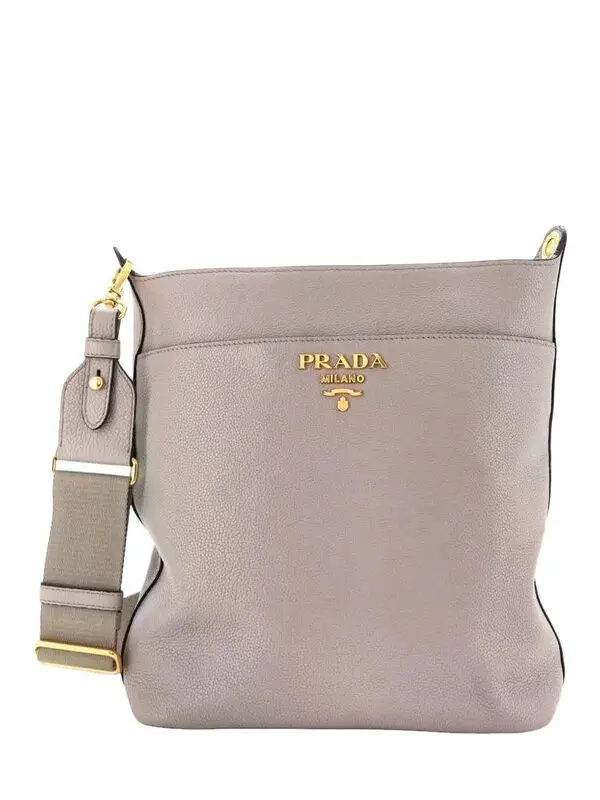 Prada Vitello Phenix Medium Crossbody Bag - Grey