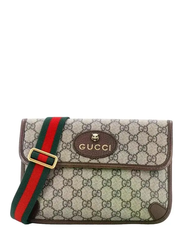 Gucci Neo Vintage Flap Gg Coated Canvas Belt Bag - Brown