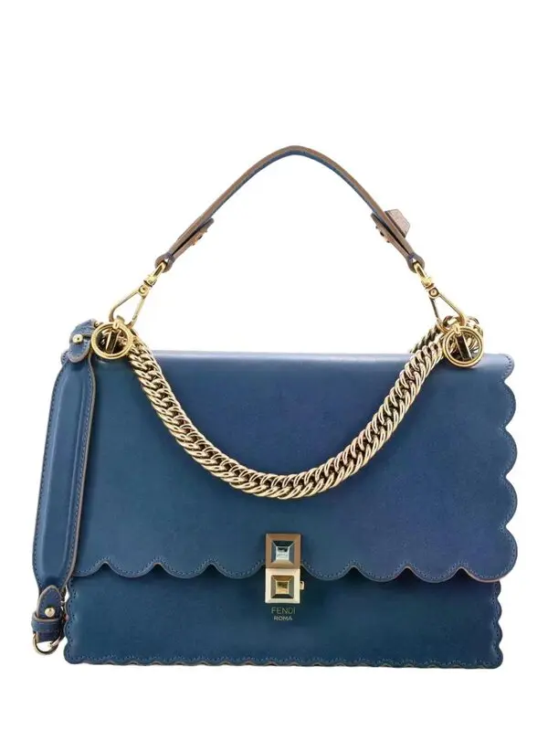 Fendi Kan I Leather Shoulder Bag - Blue