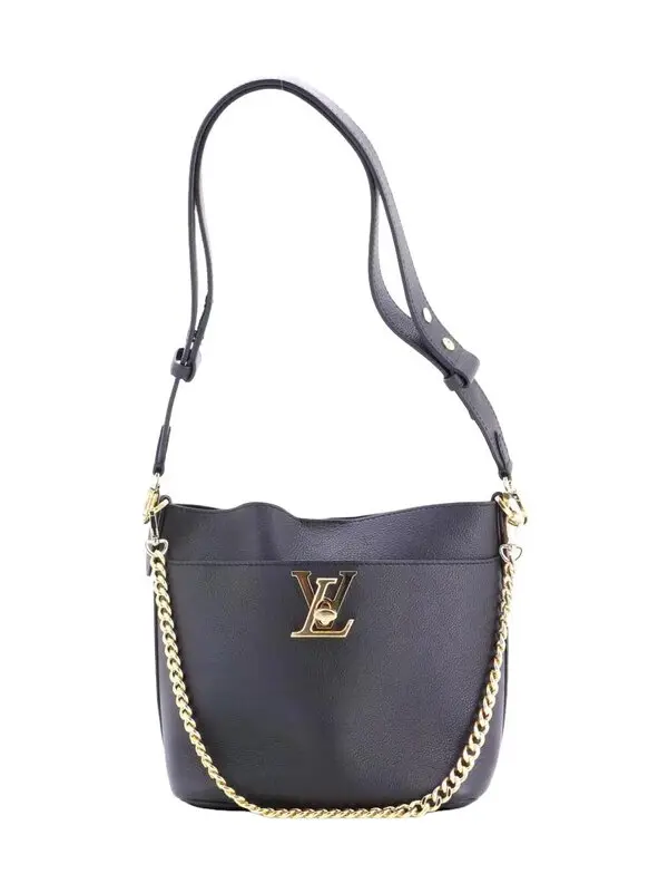 LOUIS VUITTON Lock And Walk Leather Bucket Bag - Black