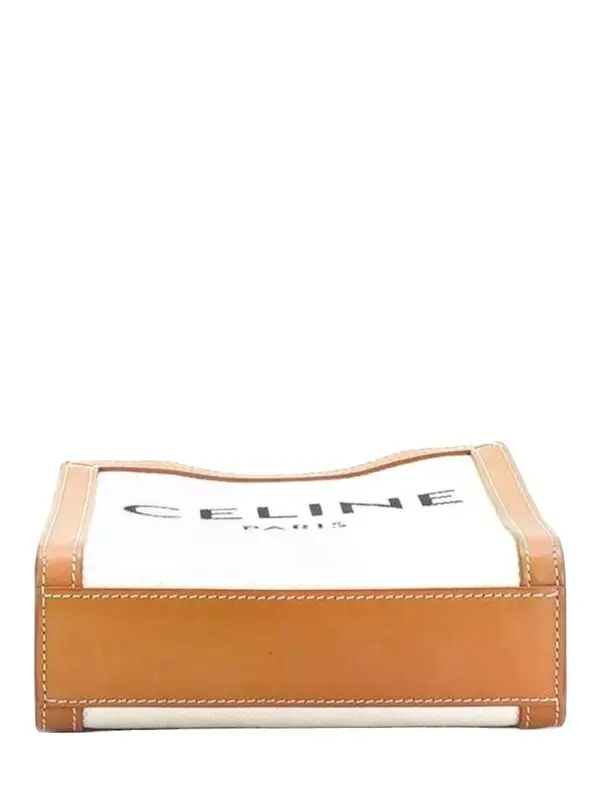 Celine Vertical Cabas Canvas With Leather Mini Tote Bag - Brown