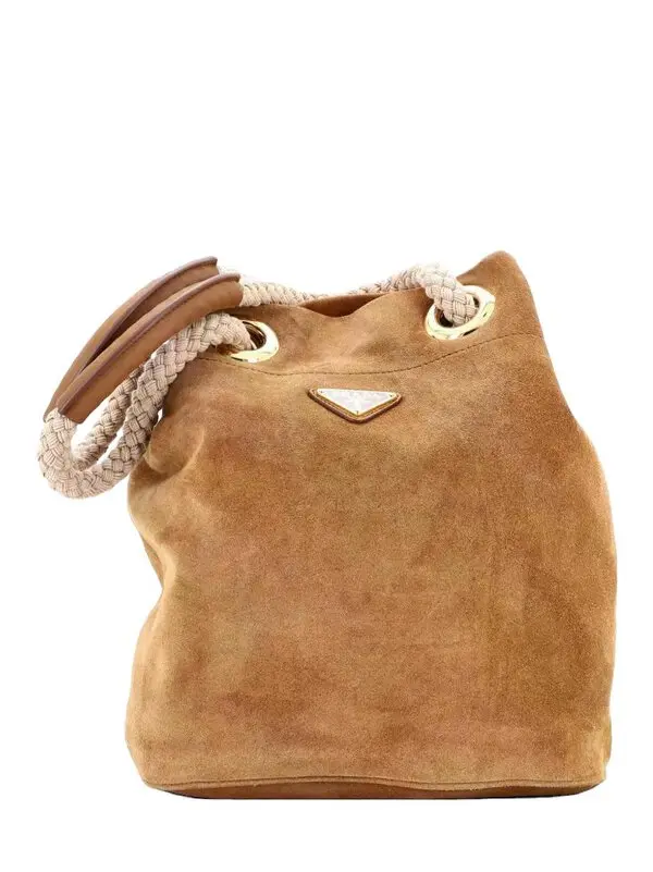 Prada Mariner Suede Medium Bucket Bag - Brown
