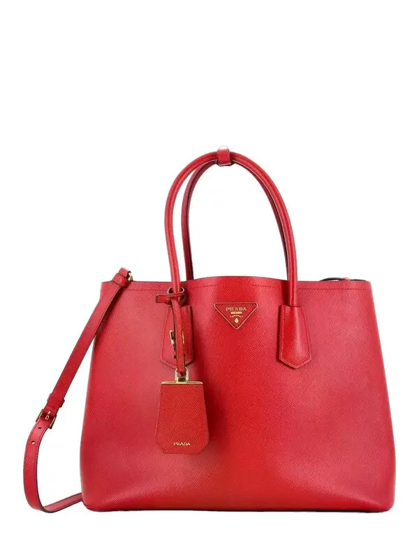 Prada Cuir Double Saffiano Leather Large Tote Bag - Red